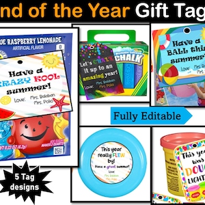 End of the Year Gift Tags & Gift Ideas, Summer Gift Tags #1, Chalk Gift ...