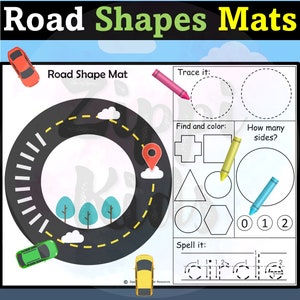 Shape Tracing Road Mats, Trace, Find, Color, Shapes Activities, Car ...