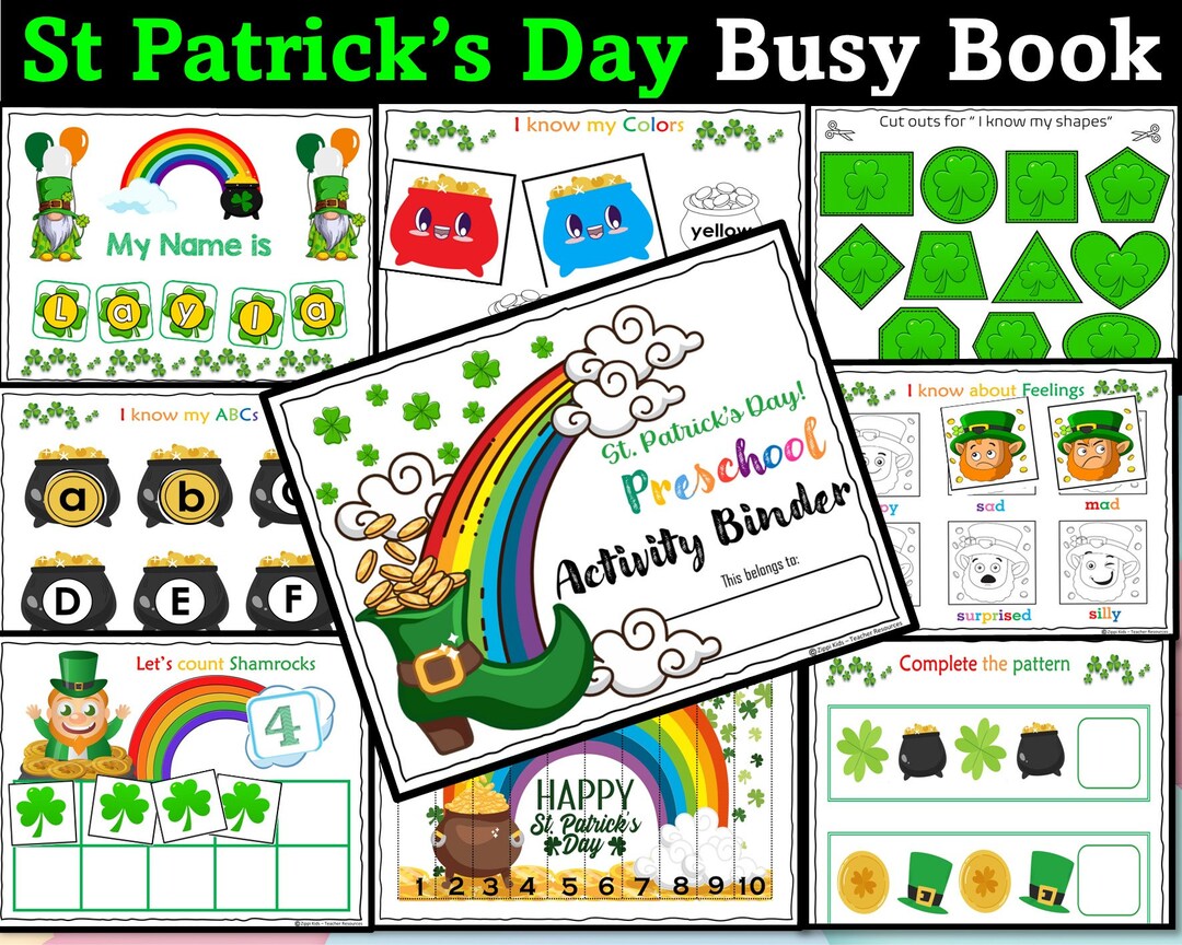 St Patrick's Day Busy Book Toddler/prek Printable Activities, Kids ...