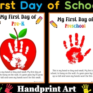 First Day of Preschool, Pre-k Handprint Keepsake Art, Back to School ...