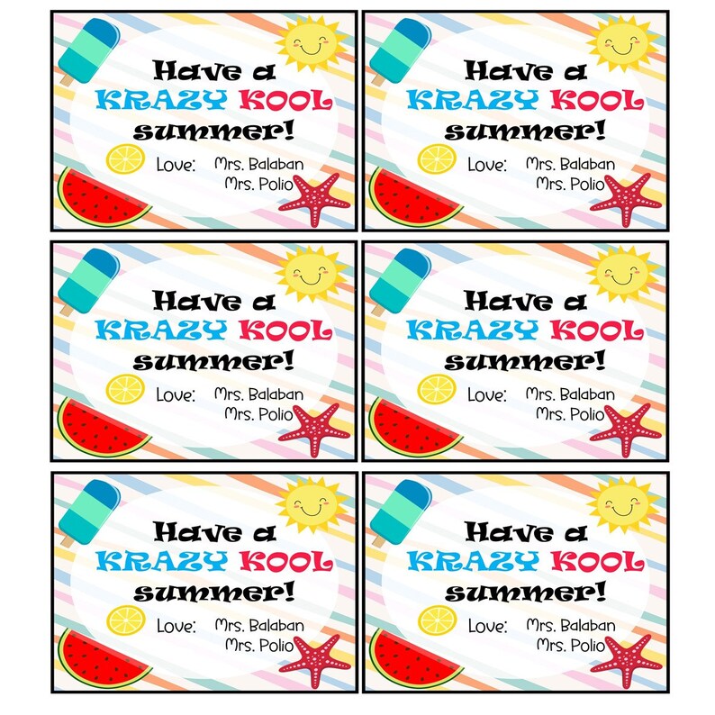 End of the Year Gift Tags & Gift Ideas, Summer Gift Tags 1, Chalk Gift ...