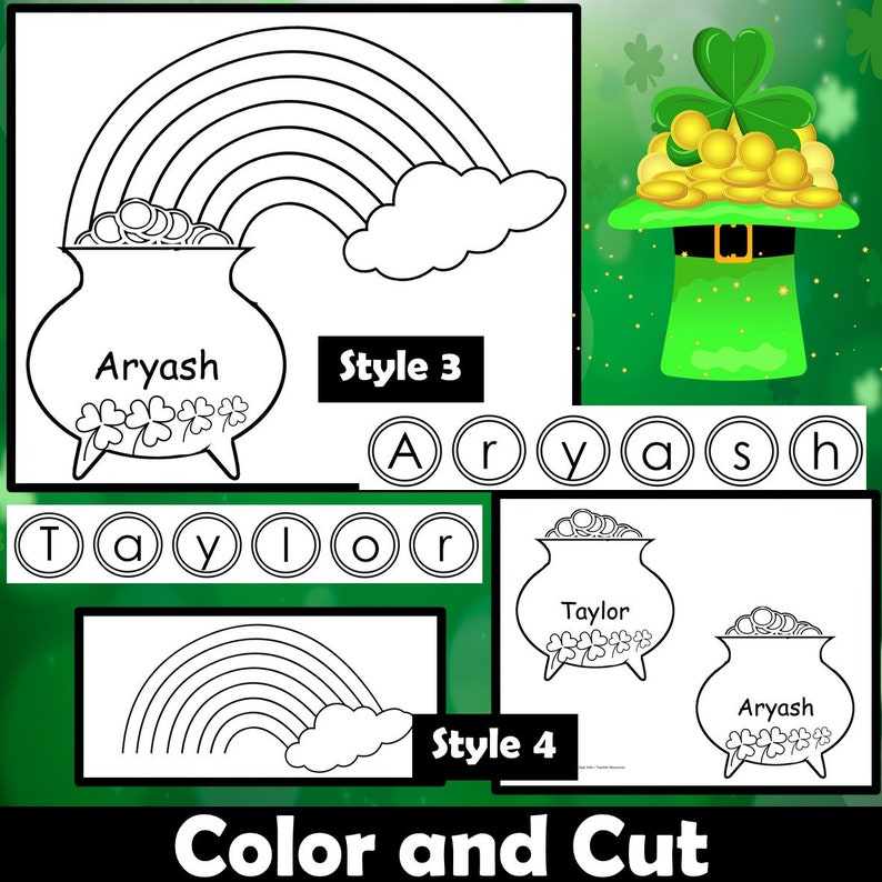 Pot of Gold Name Craft, St Patricks Day Craft Activities, Editable Name ...