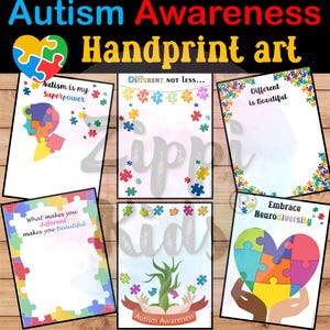 Autism Awareness Handprint Art,keepsake Art, Autism Handprint, Asperger ...