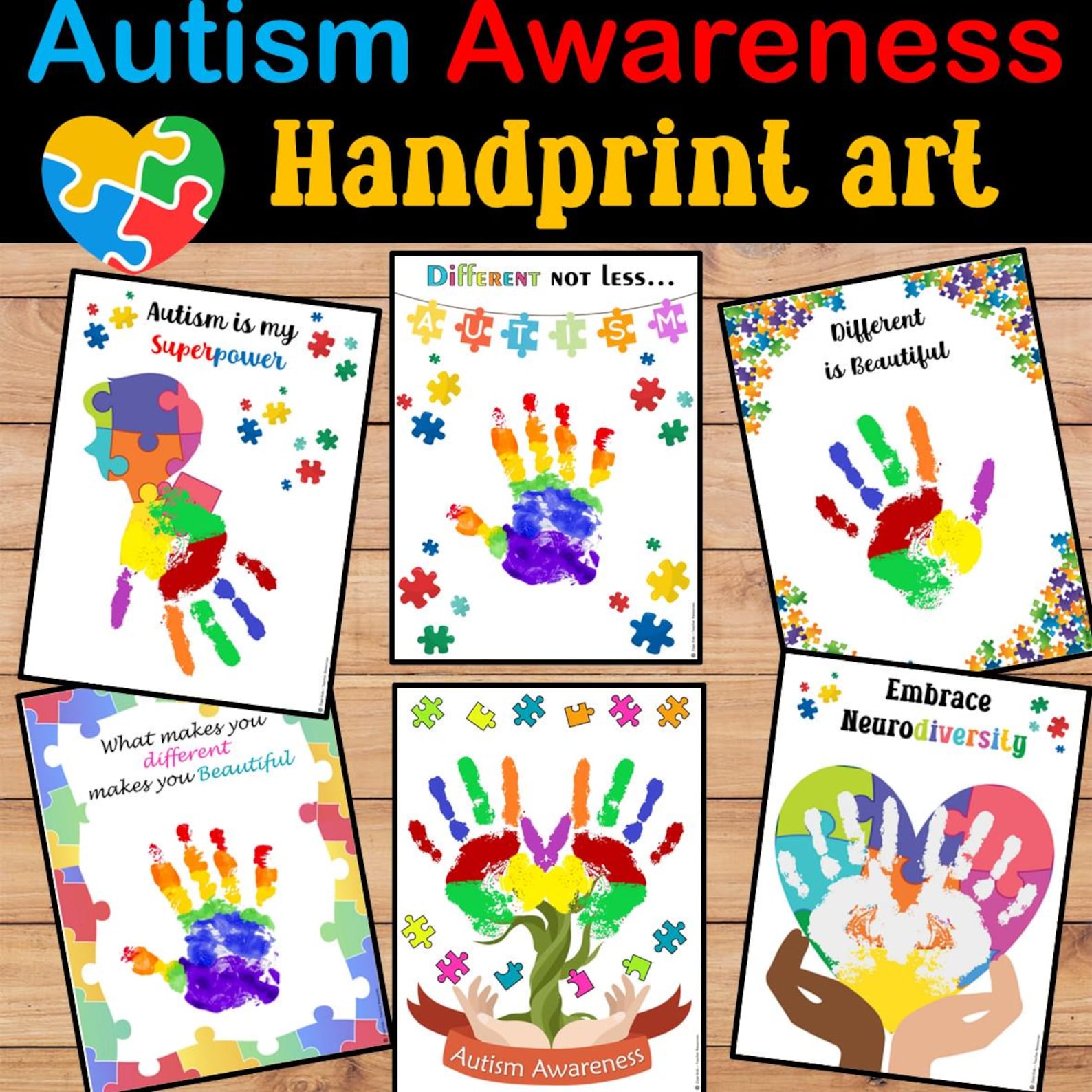 Autism Awareness Handprint Art,keepsake Art, Autism Handprint, Asperger ...