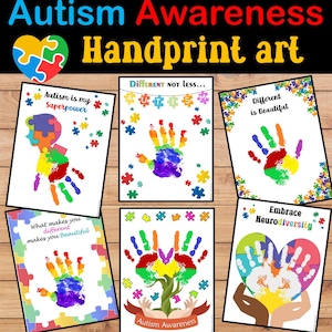 Autism Awareness Handprint Art,keepsake Art, Autism Handprint, Asperger ...