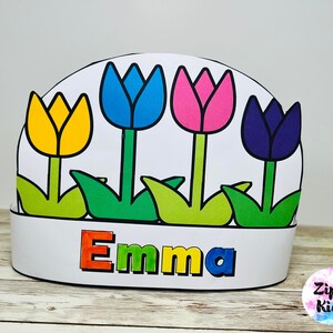 Spring Crown Hat Craft Printable, Name Hat Spring Activities, Name ...