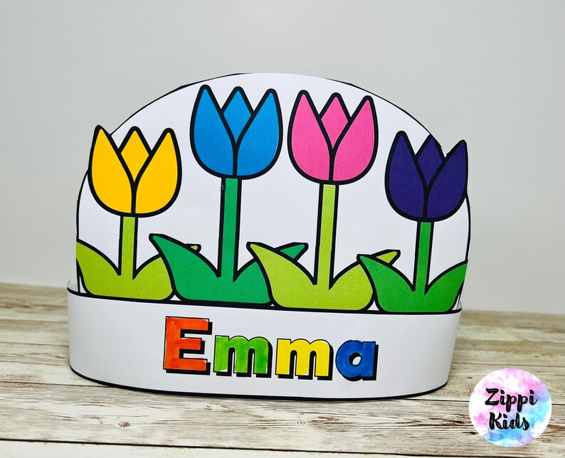 Spring Crown Hat Craft Printable Name Hat Spring Activities - Etsy