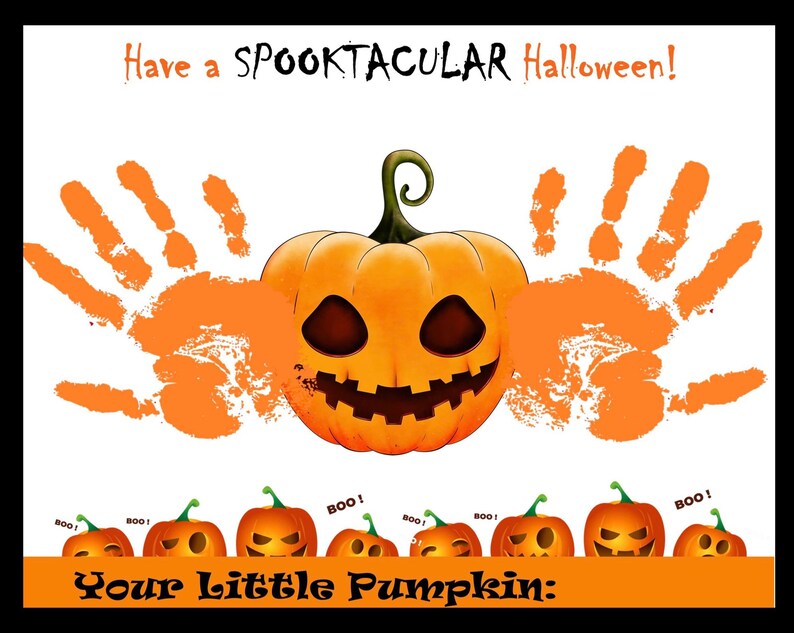 Halloween Handprint Keepsake Art, Halloween Greeting Card, Halloween ...