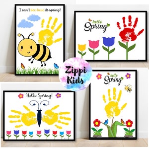 Spring Handprint Art Craft Activities, Keepsake Art, Printable Spring ...