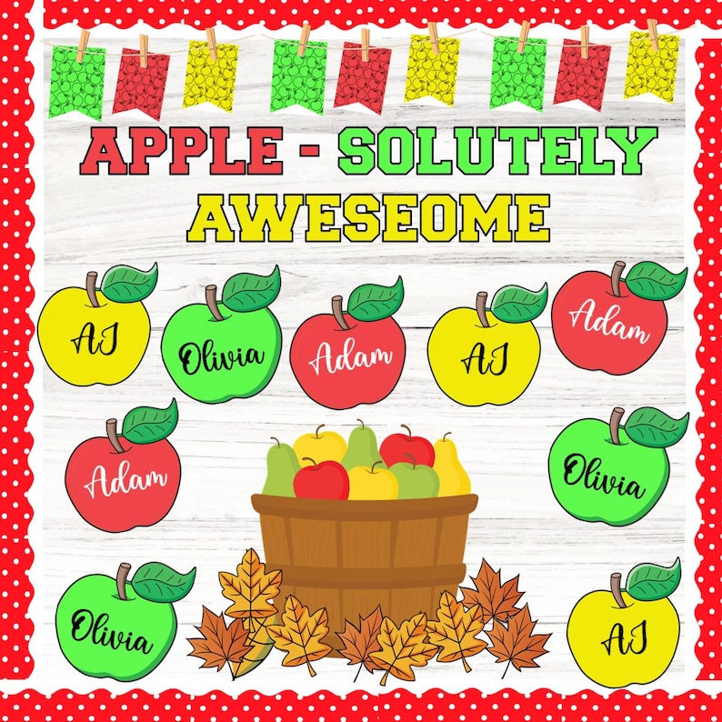 Fall Apple Bulletin Board | Fall/autumn Door Decor, Back to School ...