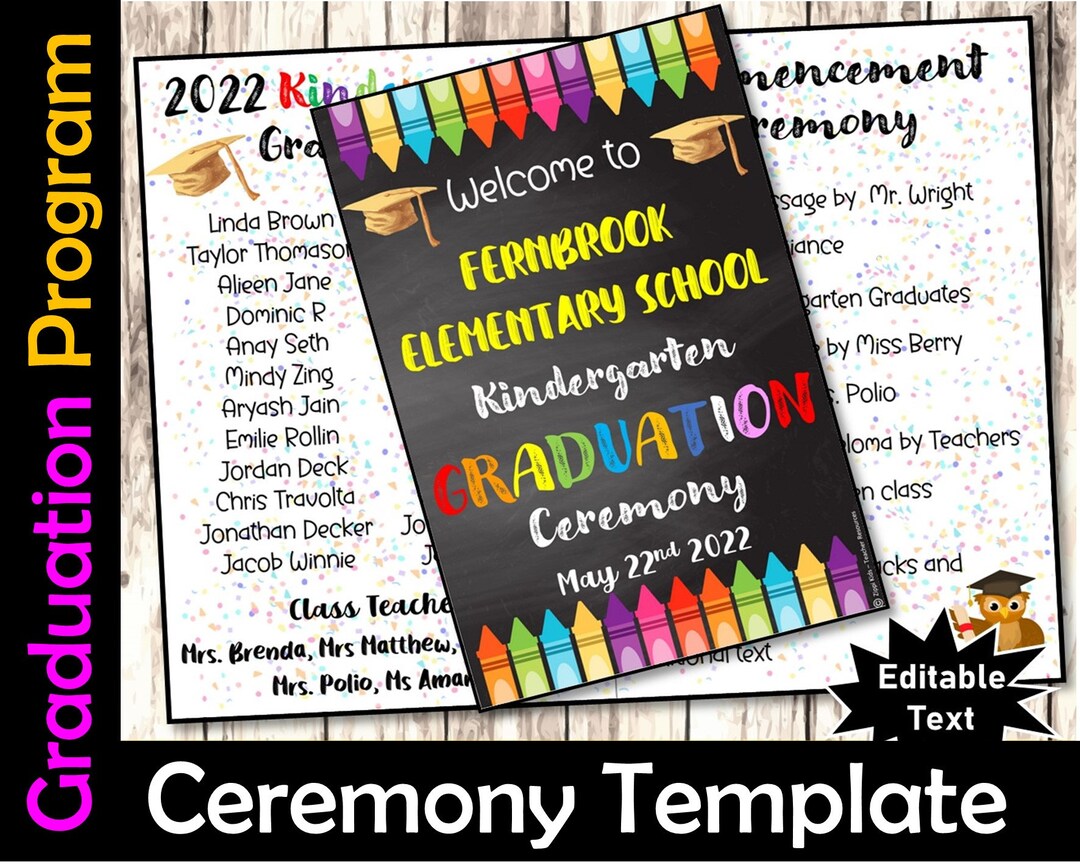 EDITABLE Graduation Ceremony Program Template, Preschool, Pre-k ...