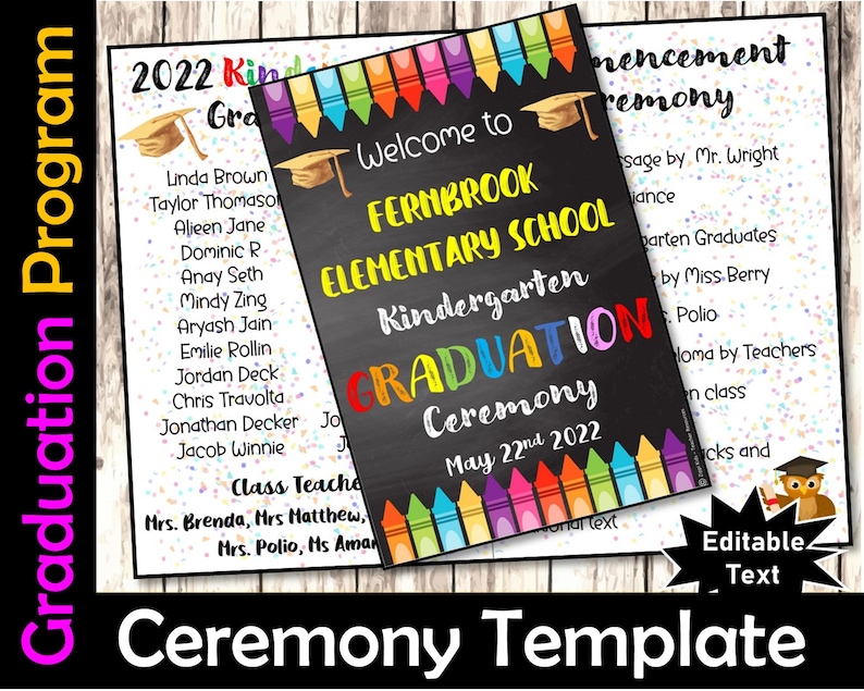 EDITABLE Graduation Ceremony Program Template, Preschool, Pre-k ...