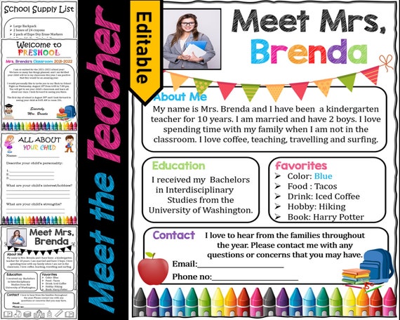 Welcome Letter Meet the Teacher Template EDITABLE Classroom - Etsy