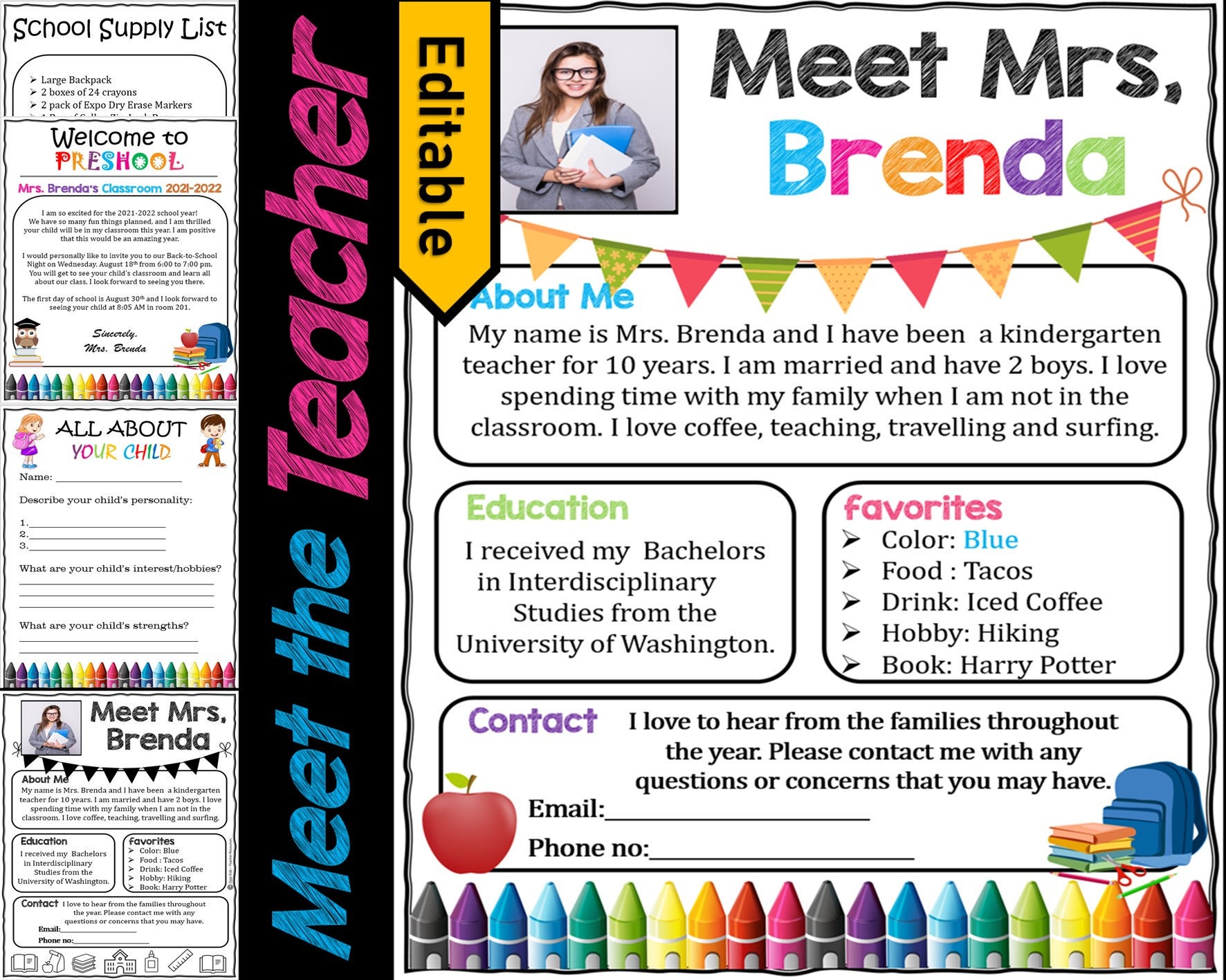 Welcome Letter, Meet the Teacher Template EDITABLE, Classroom Supply ...