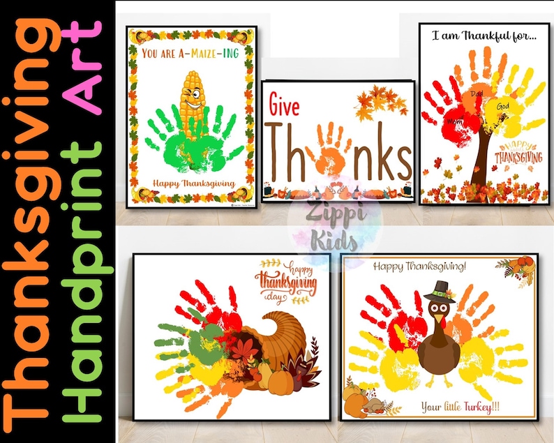 Thanksgiving Handprint Keepsake Art, Thanksgiving Greeting Card ...