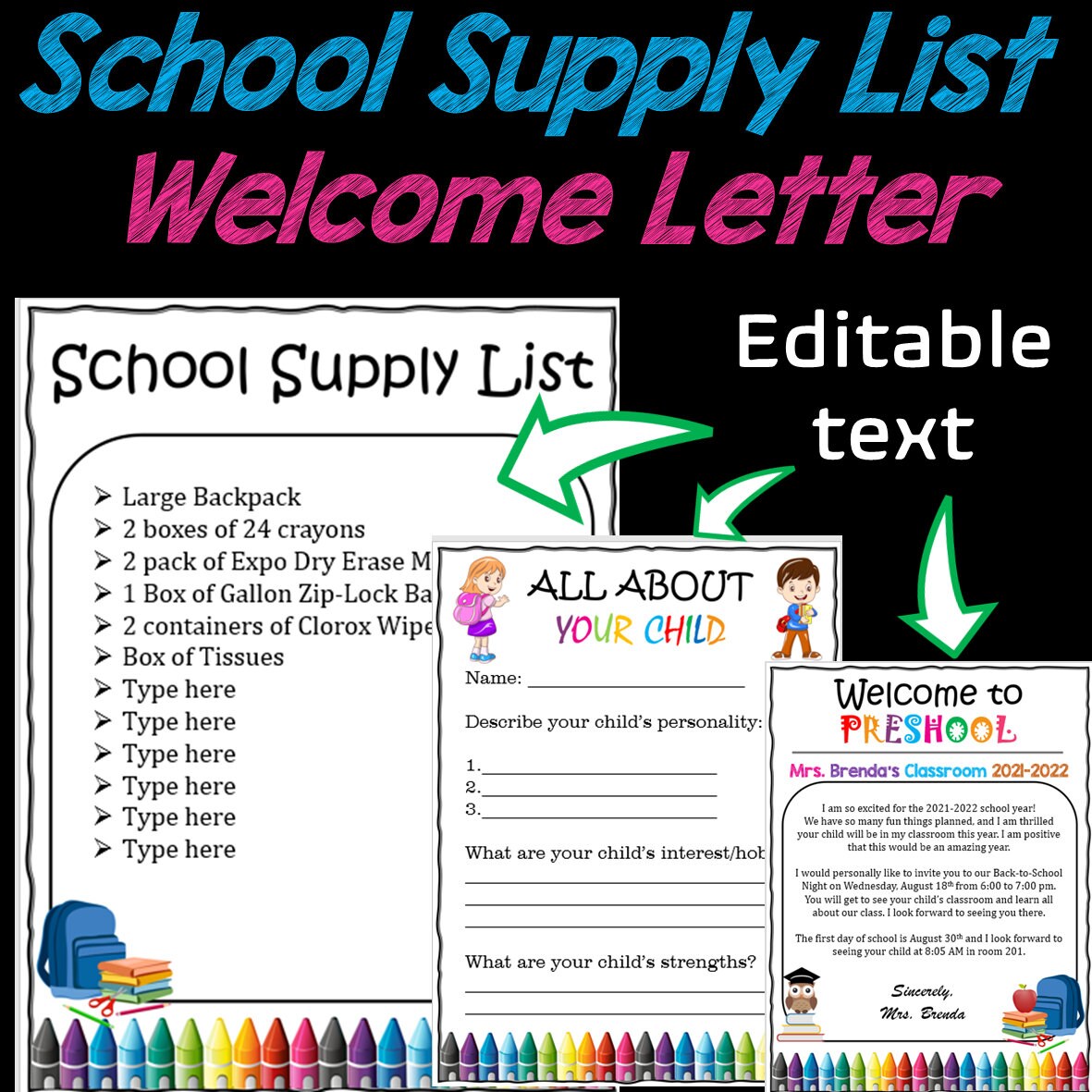 Welcome Letter, Meet the Teacher Template EDITABLE, Classroom Supply ...
