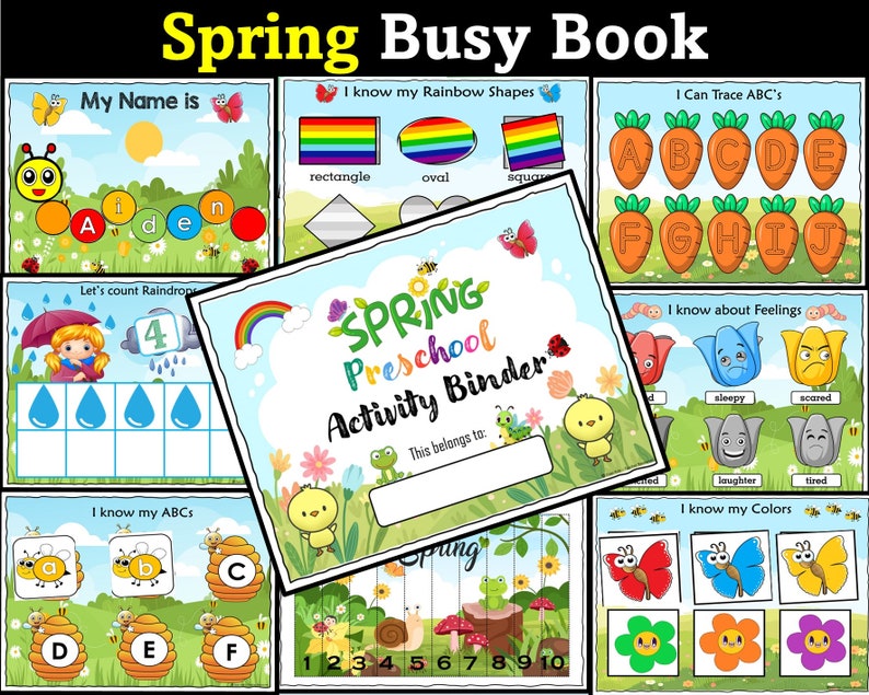 Spring Busy Book Toddler/prek Printable Activities, Kids Learning ...