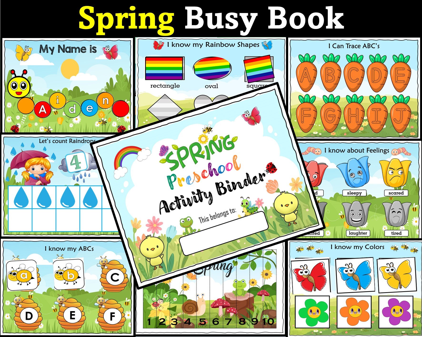 Spring Busy Book Toddler/prek Printable Activities, Kids Learning ...