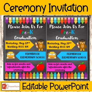 EDITABLE Graduation Ceremony Invitation Template, Preschool Pre-k ...