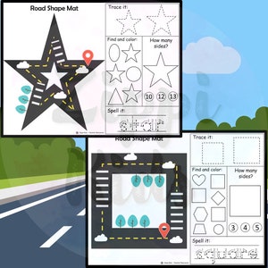 Road Letters, Numbers, Shapes Tracing Mats, Trace, Find, Color ...