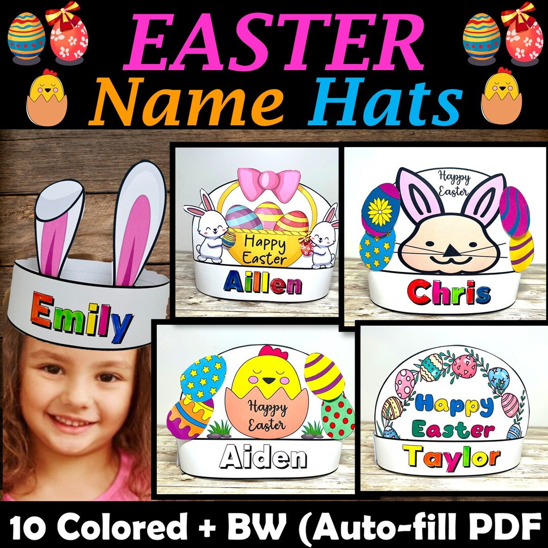 Easter Crowns Hats Craft Printable, Paper Name Crowns Activities ...