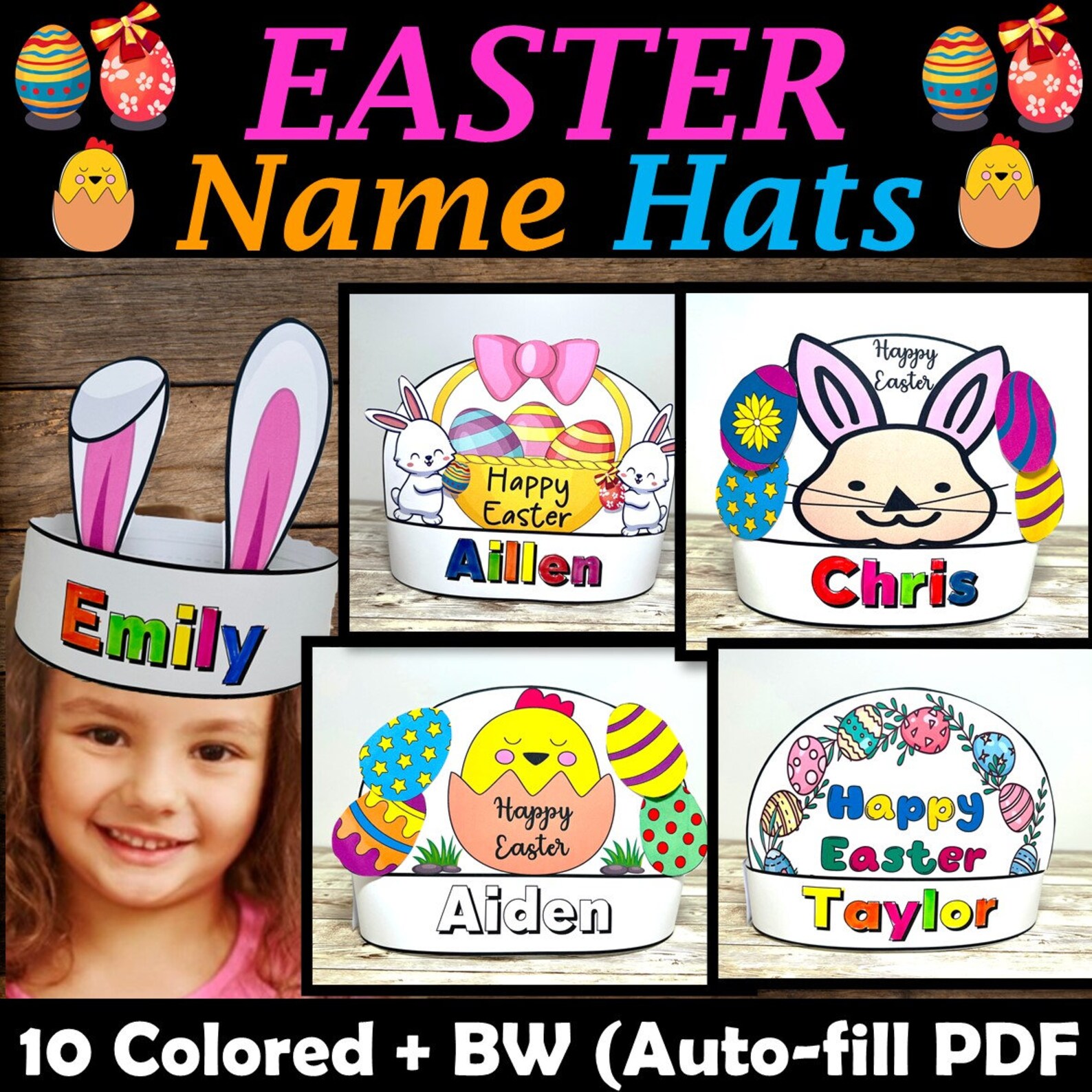 Easter Crowns Hats Craft Printable, Paper Name Crowns Activities ...
