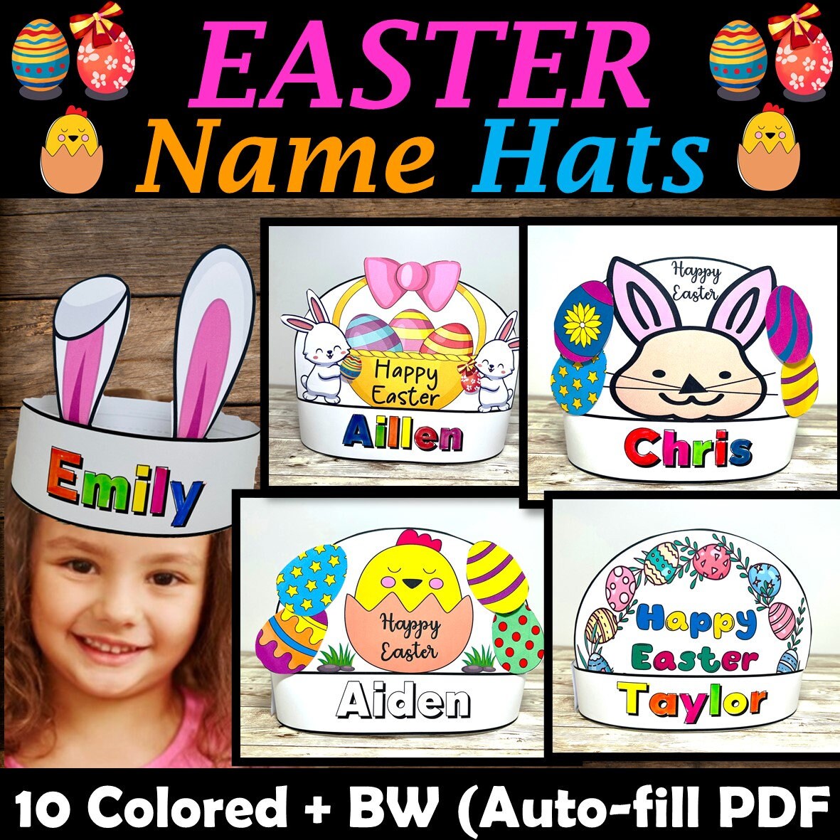 Easter Crowns Hats Craft Printable, Paper Name Crowns Activities ...