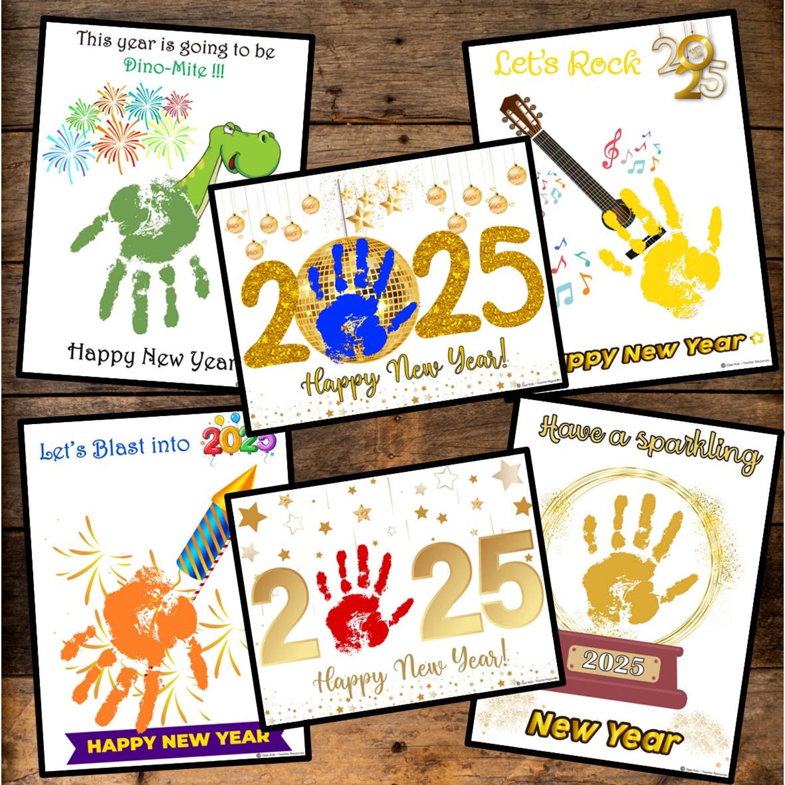 New Year 2025 Handprint Keepsake Art Bundle, Craft, Happy New Year ...