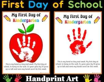 First Day of Preschool, Pre-k Handprint Keepsake Art, Back to School ...