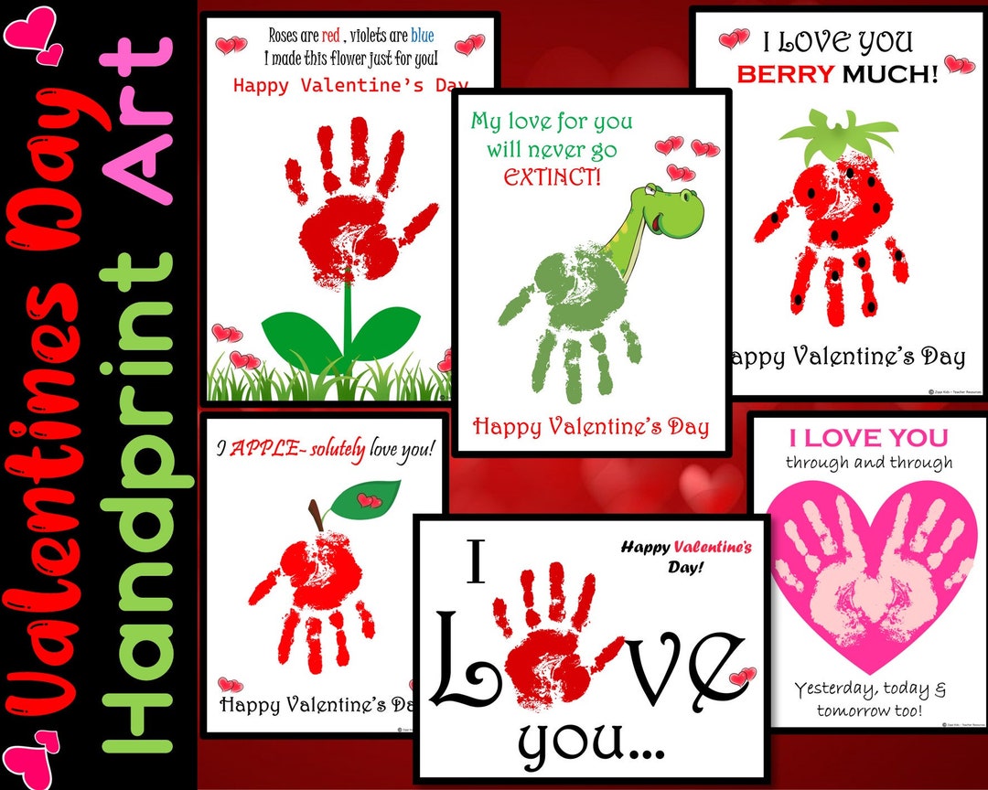 Valentines Day Handprint Art, Keepsake Art Bundle, Valentines Day ...