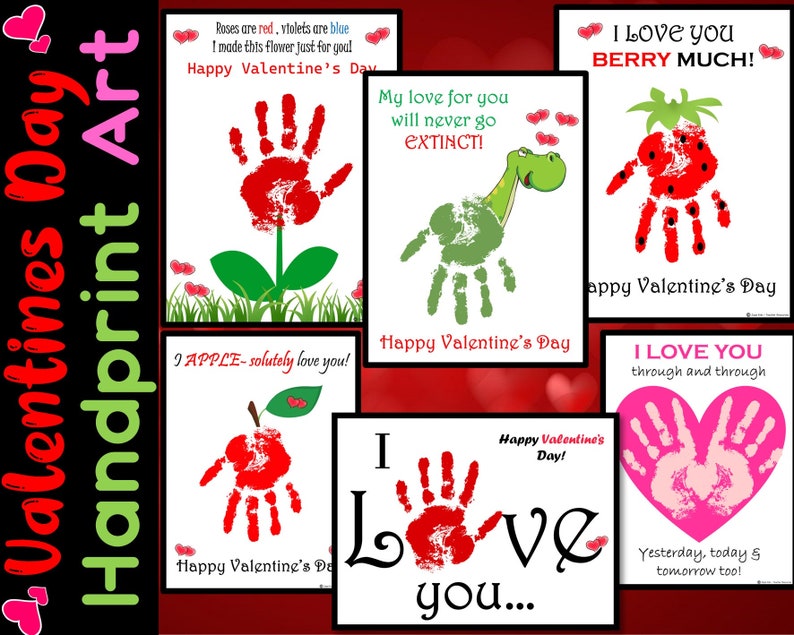 Valentines Day Handprint Art, Keepsake Art Bundle, Valentines Day ...