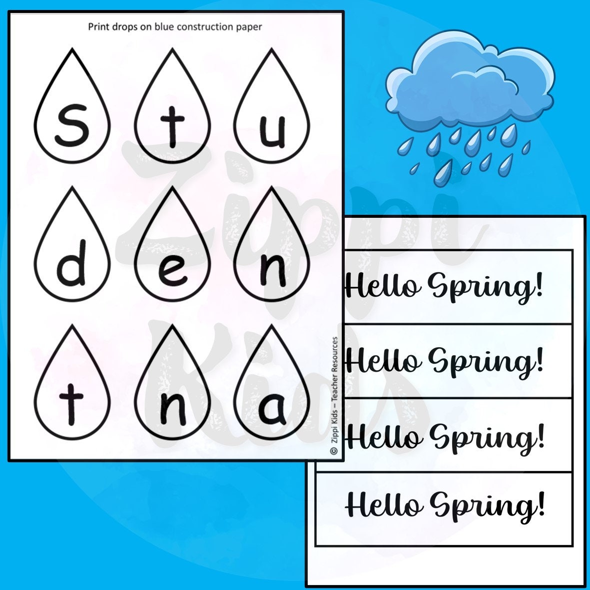 Sprint Craft, Printable Spring Raindrop Name Craft Activities, Bulletin ...