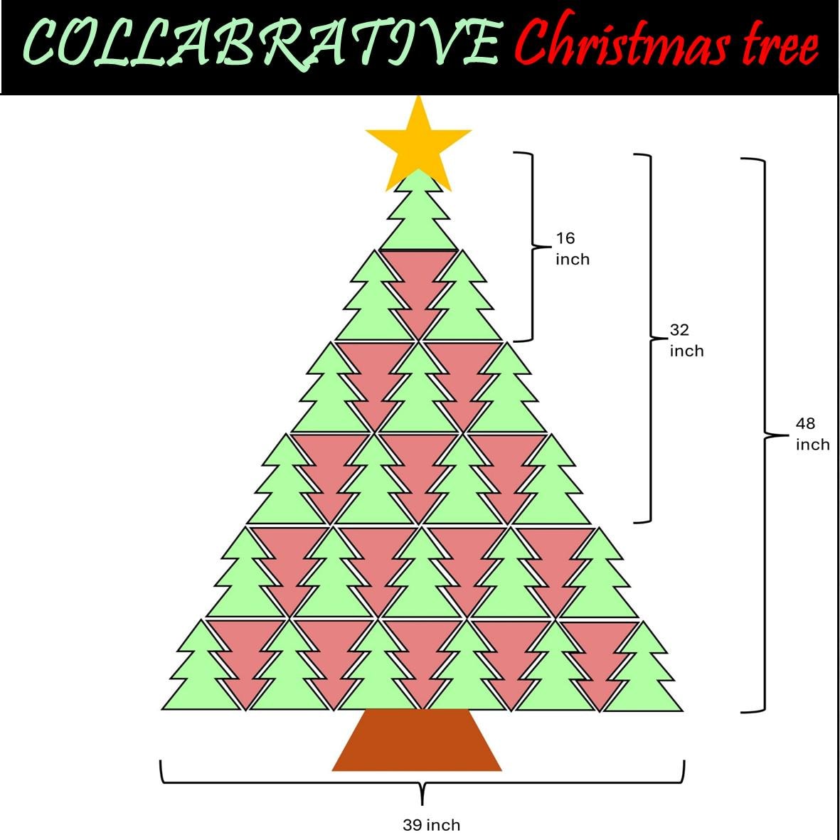 Collaborative Kindness Christmas Tree Tessellation Craft Large Bulletin ...