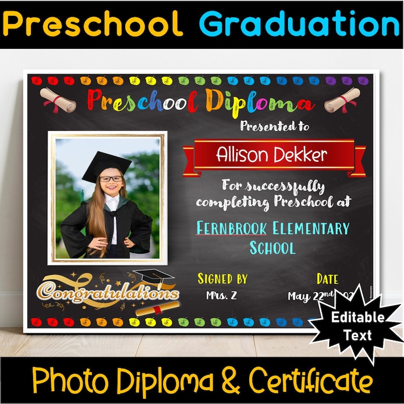 Preschool Graduation Ceremony Set, Editable Diploma, Ceremony Program ...