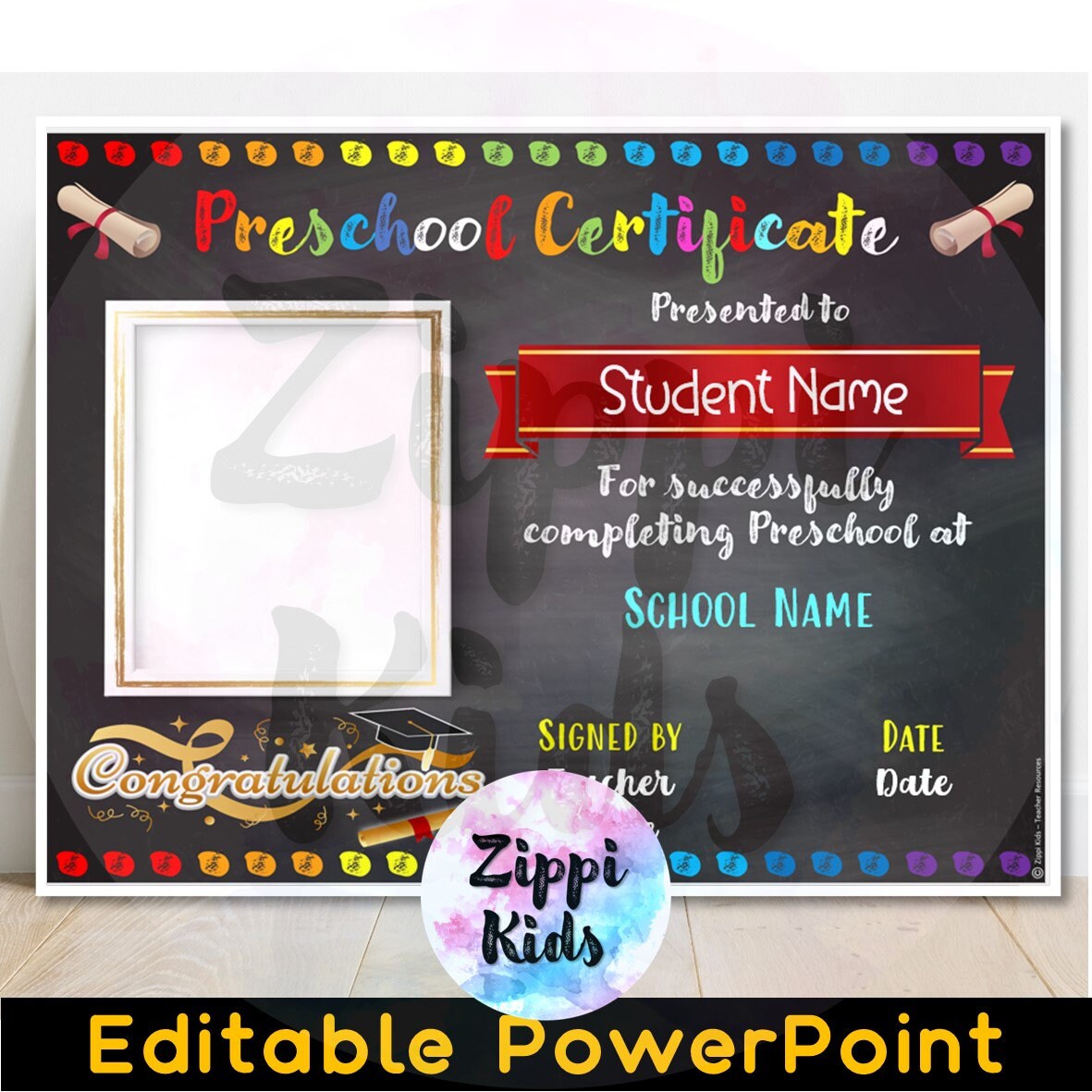 EDITABLE Preschool Diploma With Photo, Preschool Certificate ...