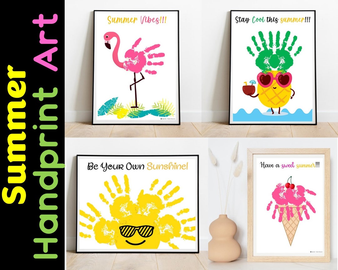 Summer Handprint Craft Art, Summer Greeting Card, Keepsake Art for ...