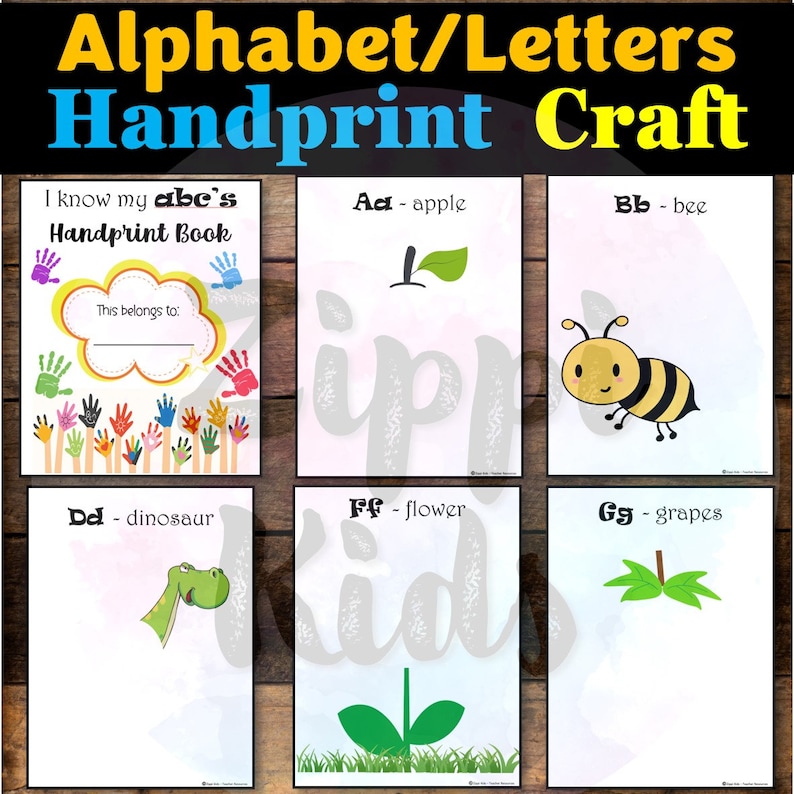 Alphabet Handprint Art Craft Book Aa Zz Letter Handprint - Etsy