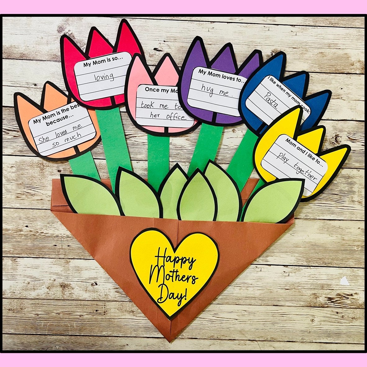 Mother's Day Craft, Flower Bouquet Craft Printable, Mother Day Writing ...