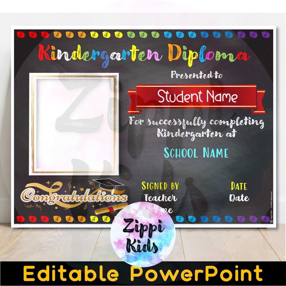 EDITABLE Kindergarten Diploma With Photo, Kindergarten Certificate ...