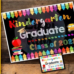 Kindergarten Graduation Sign, Last Day of School Photo Prop, Chalkboard ...
