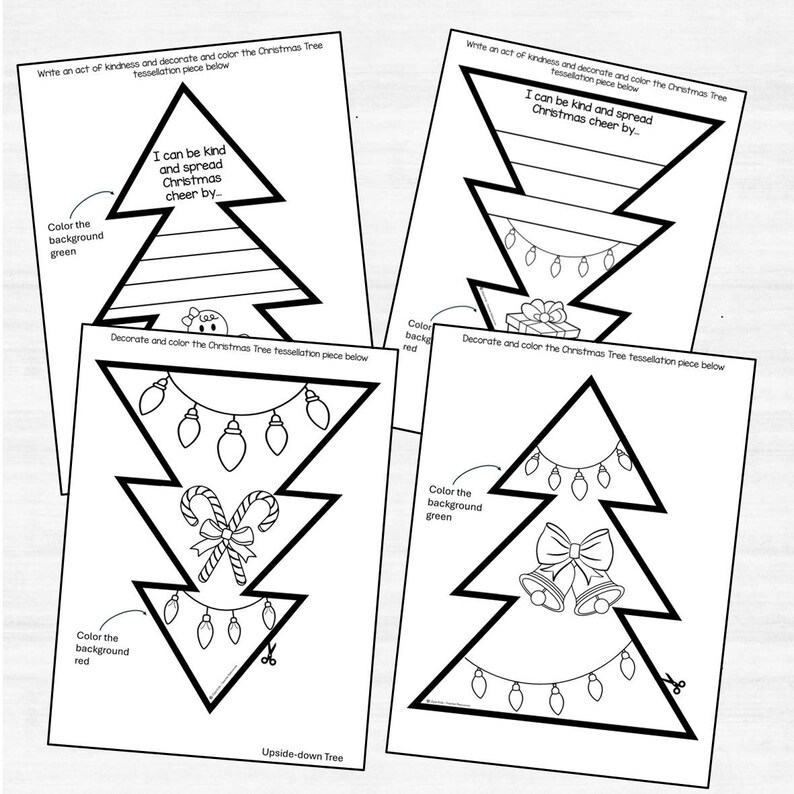 Collaborative Kindness Christmas Tree Tessellation Craft Large Bulletin ...