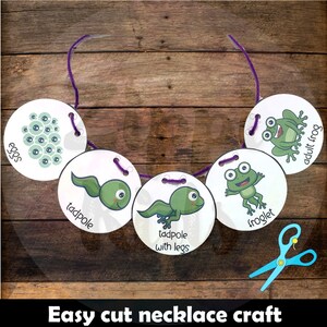 Life Cycle of a Butterfly, Frog & Plant Necklace Craft. Printable, Life ...