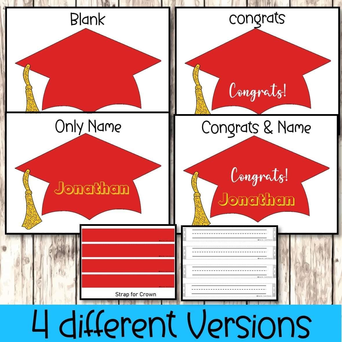EDITABLE Graduation HATS, End of Year Activity, Kindergarten Graduation ...