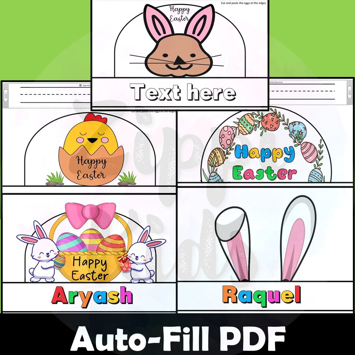 Easter Crowns Hats Craft Printable, Paper Name Crowns Activities ...