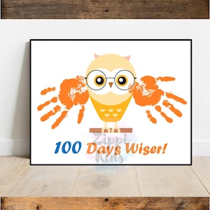 100 Days of School Handprint Art Craft, 100th Day of School Activities ...
