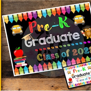 Pre-k Graduation Sign, Last Day of School Photo Prop, Chalkboard ...