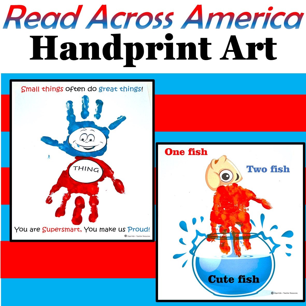 National Read Across America Day Handprint Art and Craft, Cat With a ...