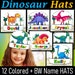 Dinosaur Hats, Paper Crown, Name Hats Printable Coloring Dino Party DIY ...