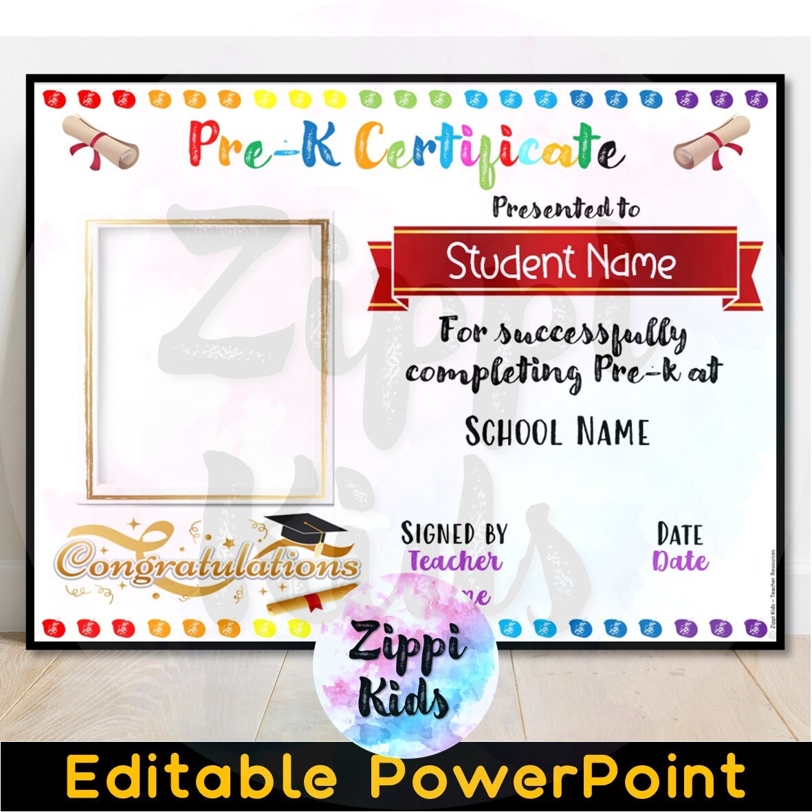 EDITABLE Pre-k Diploma With Photo, Pre-k Certificate, Chalkboard Pre-k ...