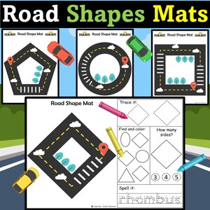 Shape Tracing Road Mats, Trace, Find, Color, Shapes Activities, Car ...